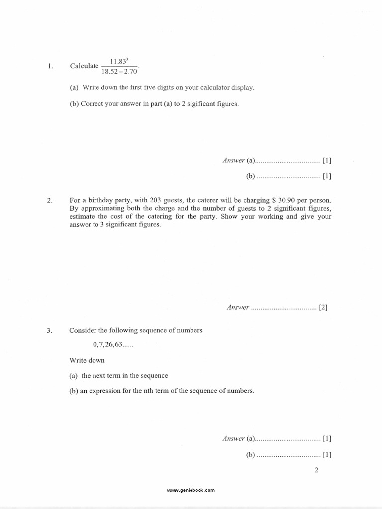 Secondary 1 - Maths - SA1 - 2019 - 1 | PDF