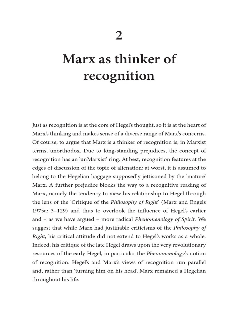 Marx's Concept of Recognition Explained | PDF