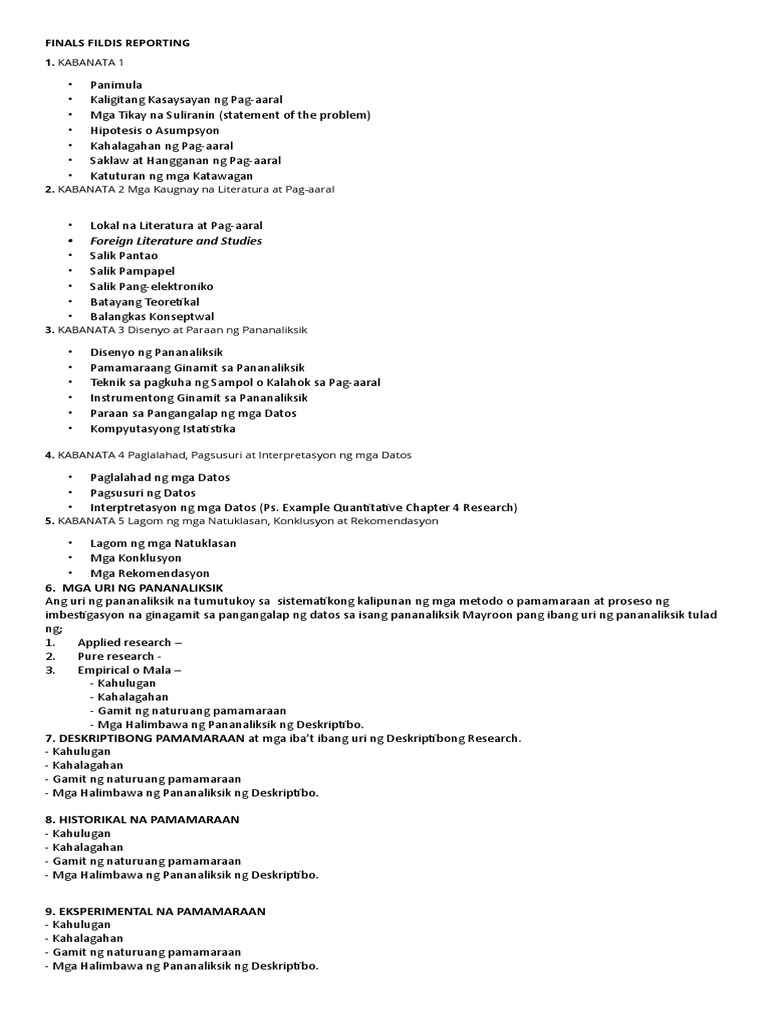 Finals Fildis Reporting | PDF