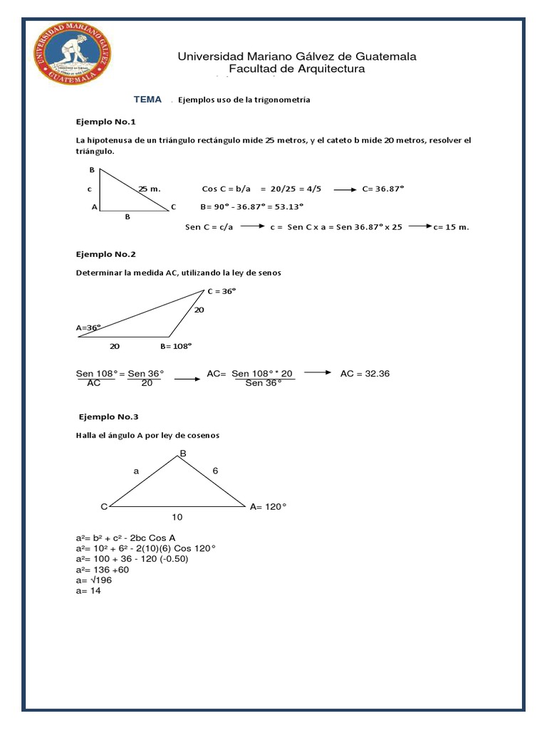 Ejemplos de Trigonometría | PDF