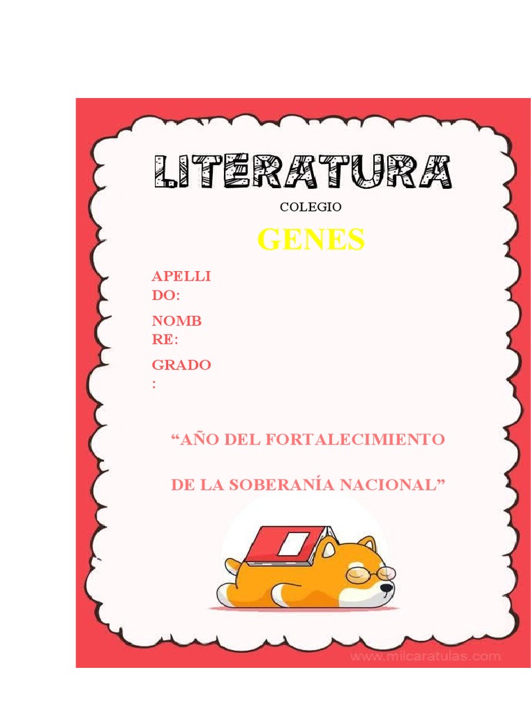 Caratula de Literatura en Word | PDF