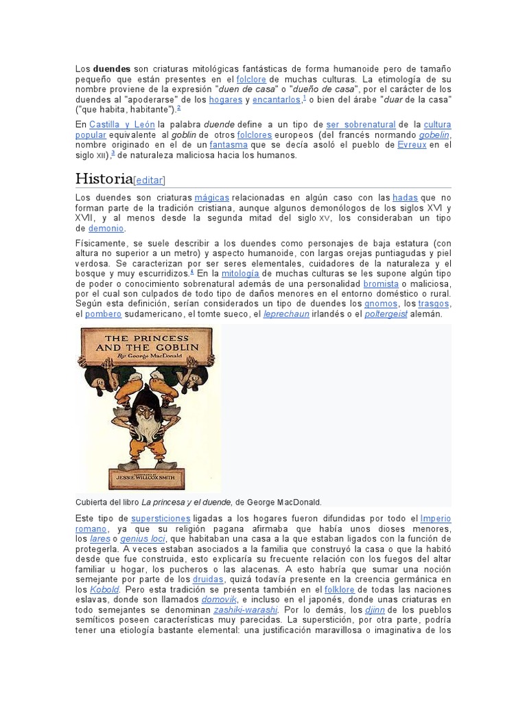 Historia de Los Duendes | PDF | Criaturas legendarias | Folklore