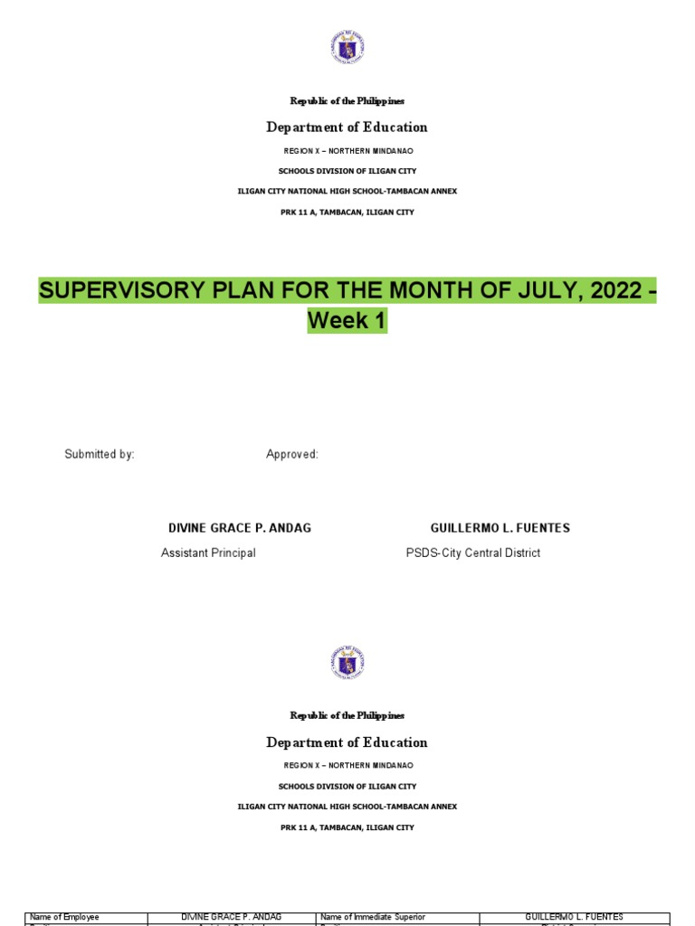 Supervisory-Report-Template | PDF | Teachers | Pedagogy