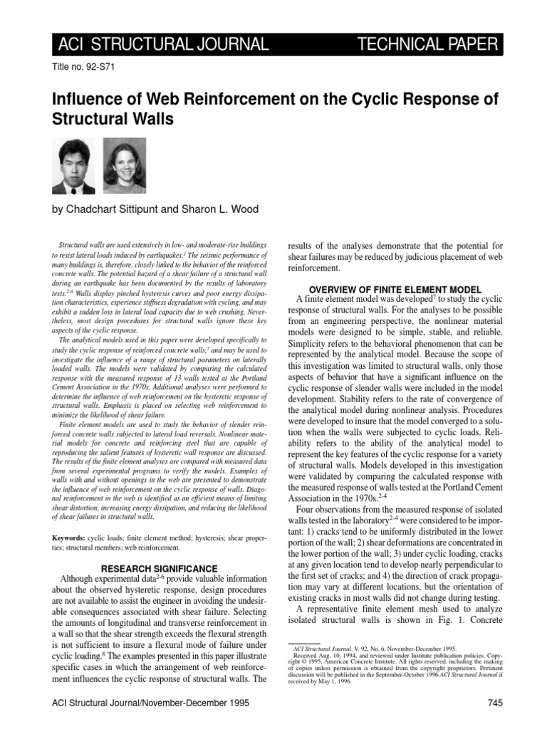Influence of Web Reinforcement On The Cyclic Response of Structural ...