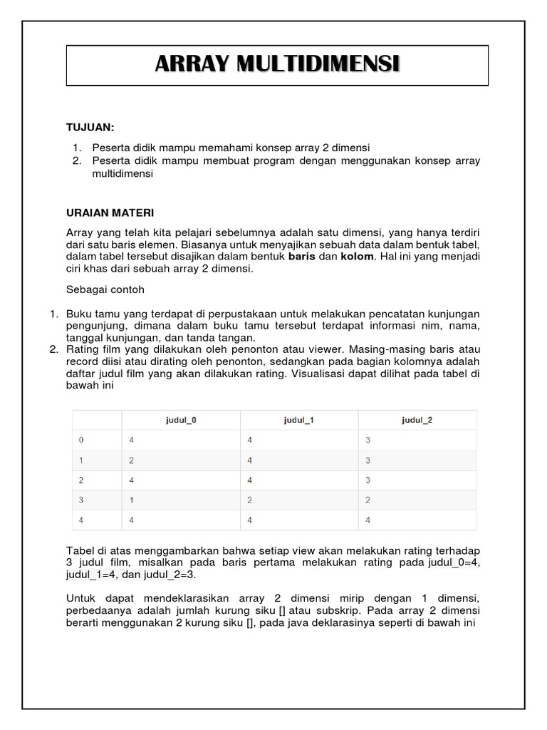 Array Multidimensi - Part 1 | PDF