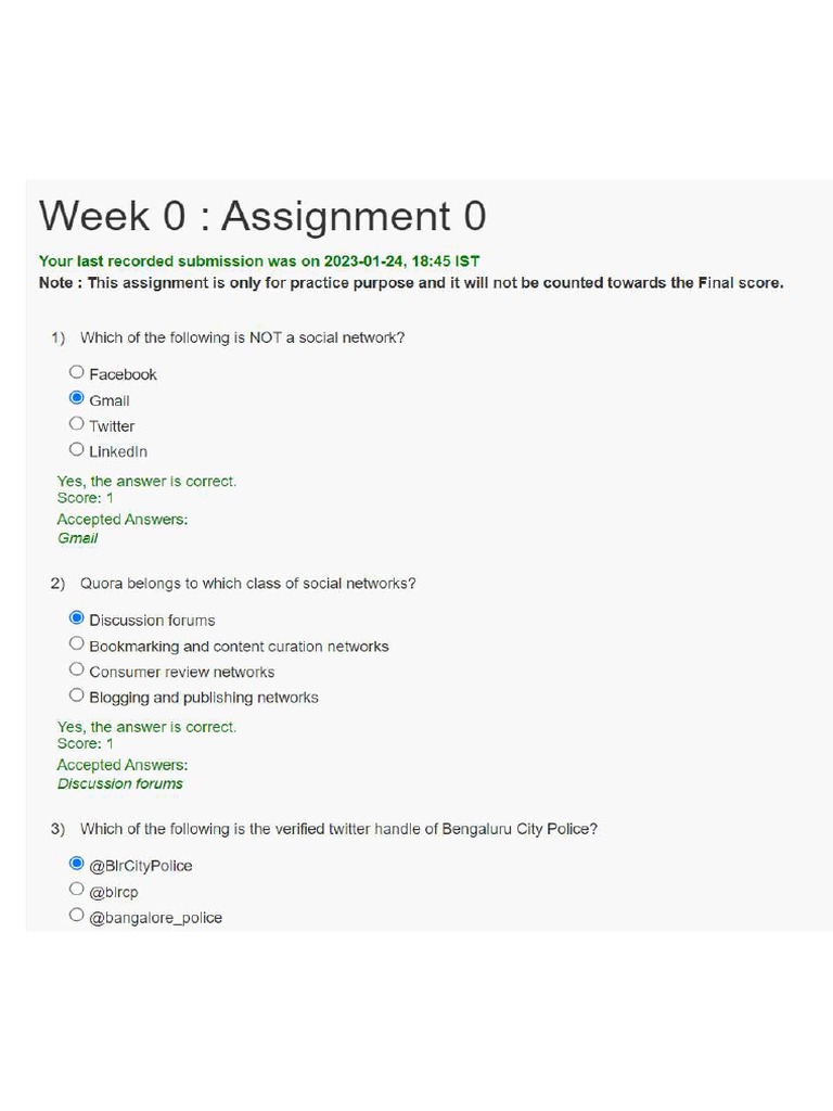 NPTEL Week 0 To 12 Assignments PSOSM | PDF