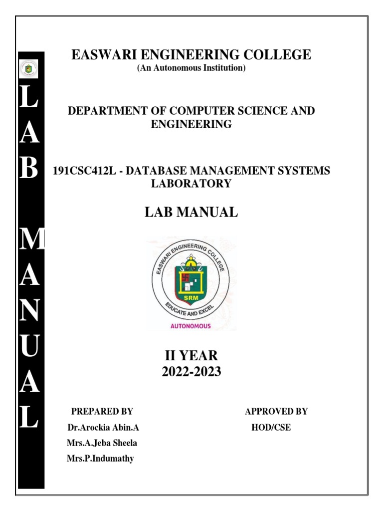 Dbms Manual With Data Analysis Cbs Pdf 