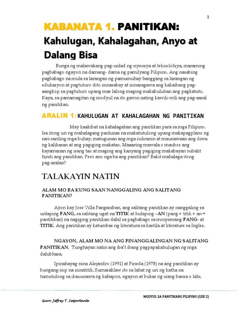 Kabanata 1 | PDF