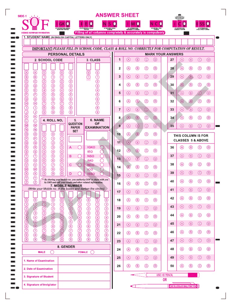 Sof Omr Sheet 2023-24 | PDF