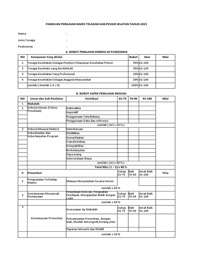 Pedoman Penilaian | PDF