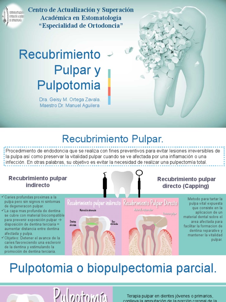 Recubrimiento Pulpar y Pulpotomía | PDF | Especialidades Medicas ...