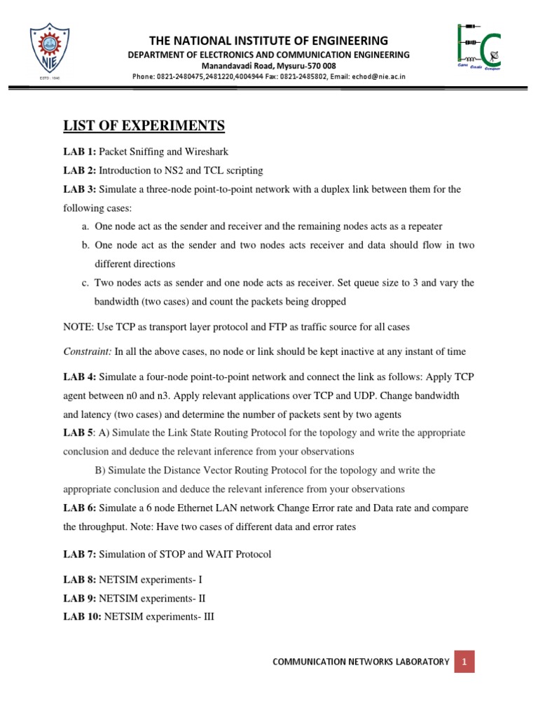 CN Lab Manual - 2021 | PDF | Computer Network | Transmission Control Protocol