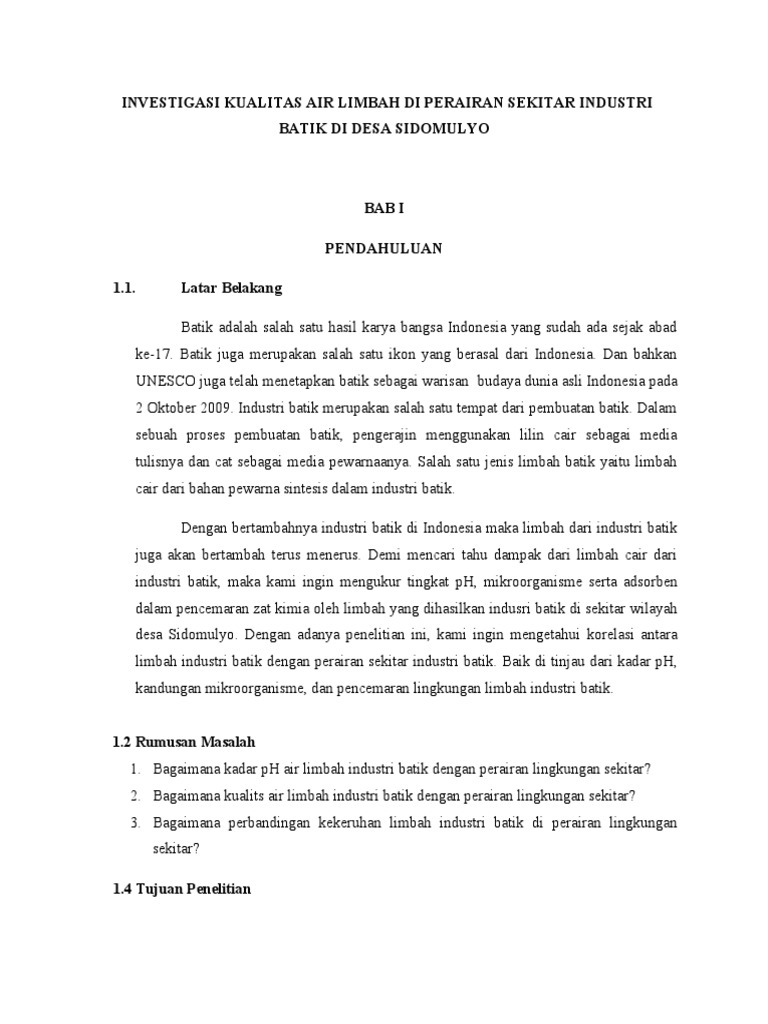 FIX Proposal Industri Batik - PIR Batu | PDF