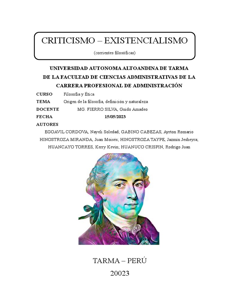 Filosofia Criticismo y Existencialismo | PDF | Existencialismo ...