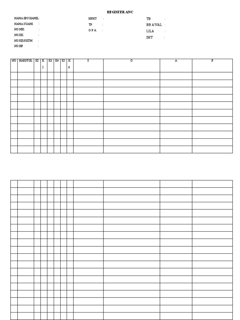 Formulir Registrasi Ibu Hamil | PDF