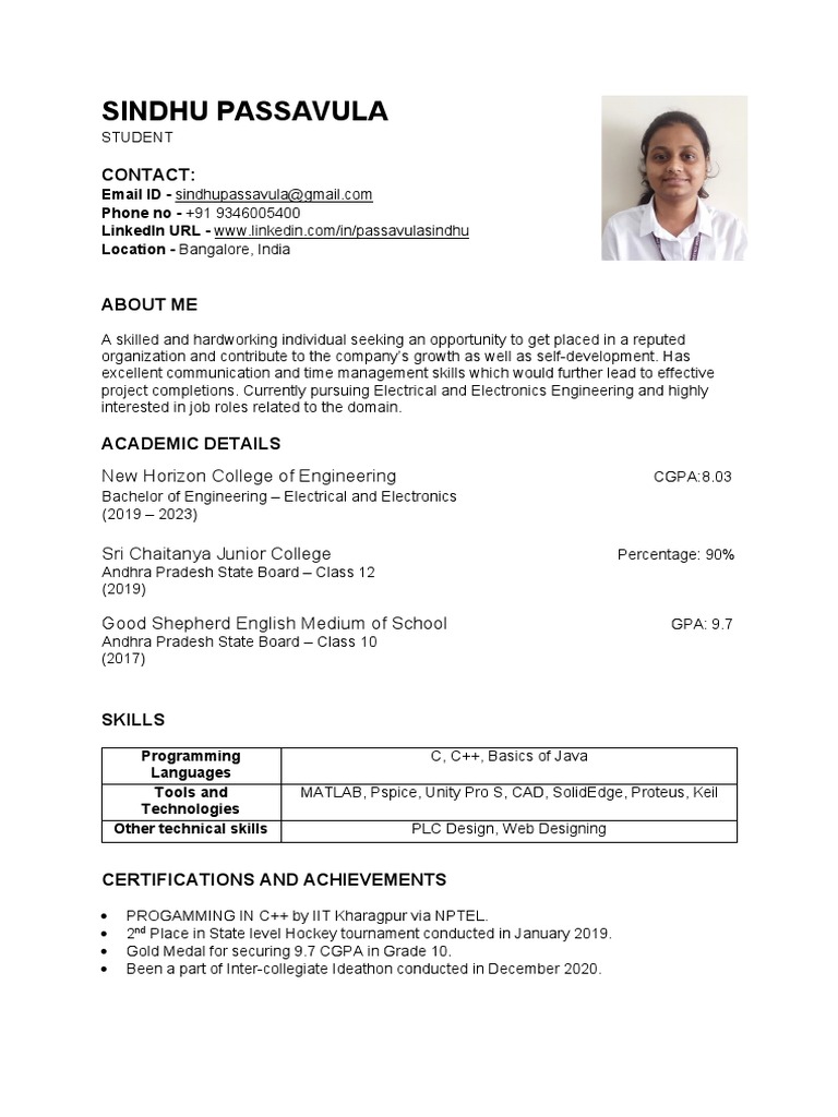 Sindhu Passavula Resume | PDF