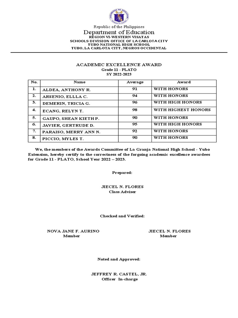 ACADEMIC-EXCELLENCE-AWARD-PLATO | PDF