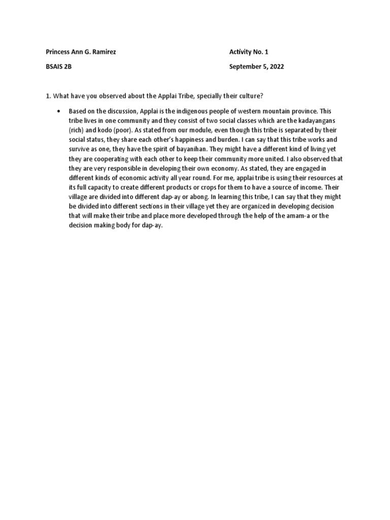 Insights on Applai Tribe Culture | PDF