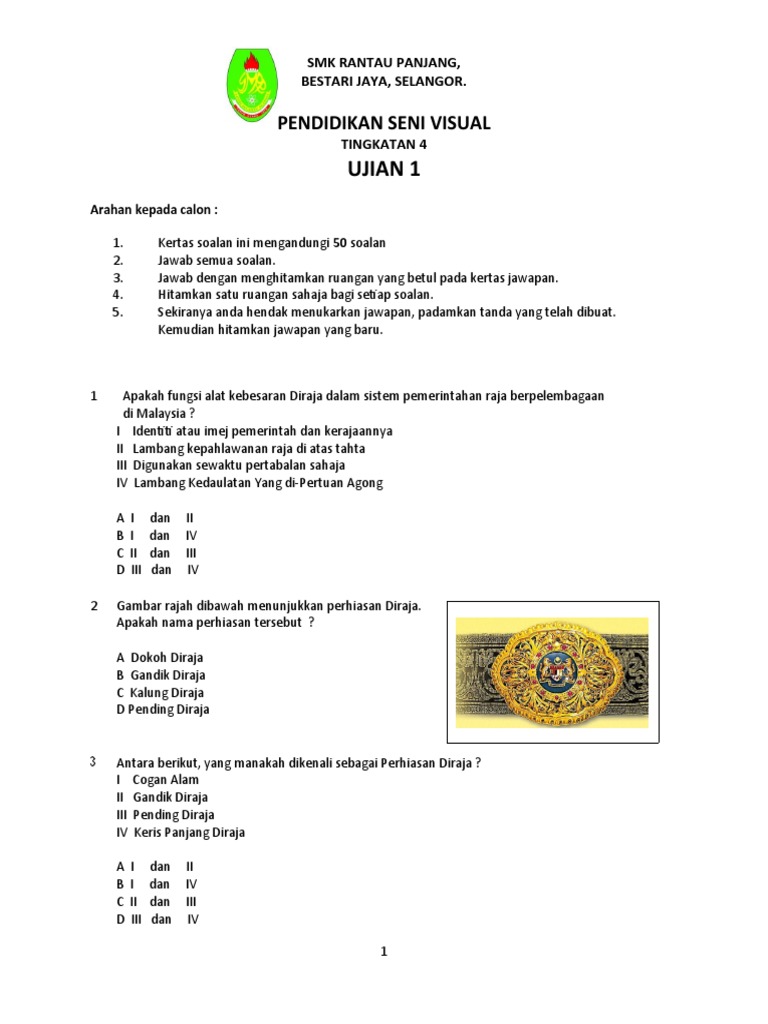Ujian PSV Tingkatan 4 SMK Rantau Panjang | PDF
