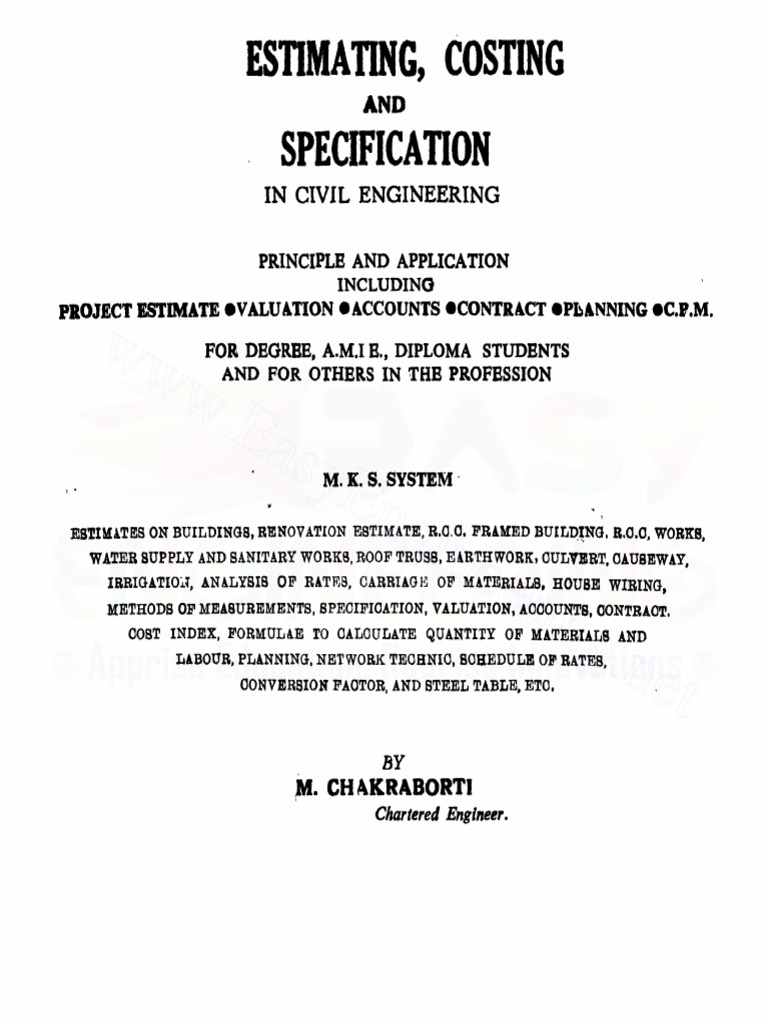 Estimating Costing Chakraborti | PDF