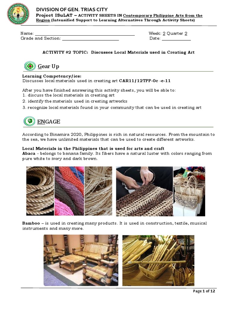 Week 2 CPAR Local Materials Used in Creating Art | PDF