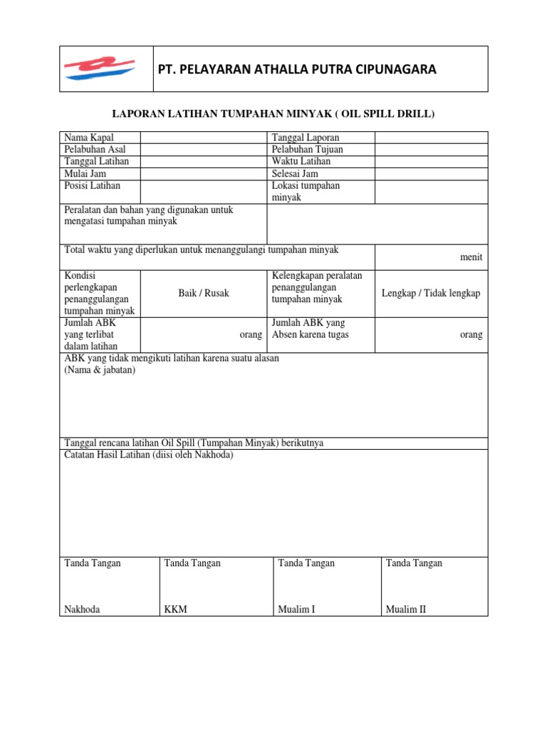 Laporan Latihan Tumpahan Minyak | PDF