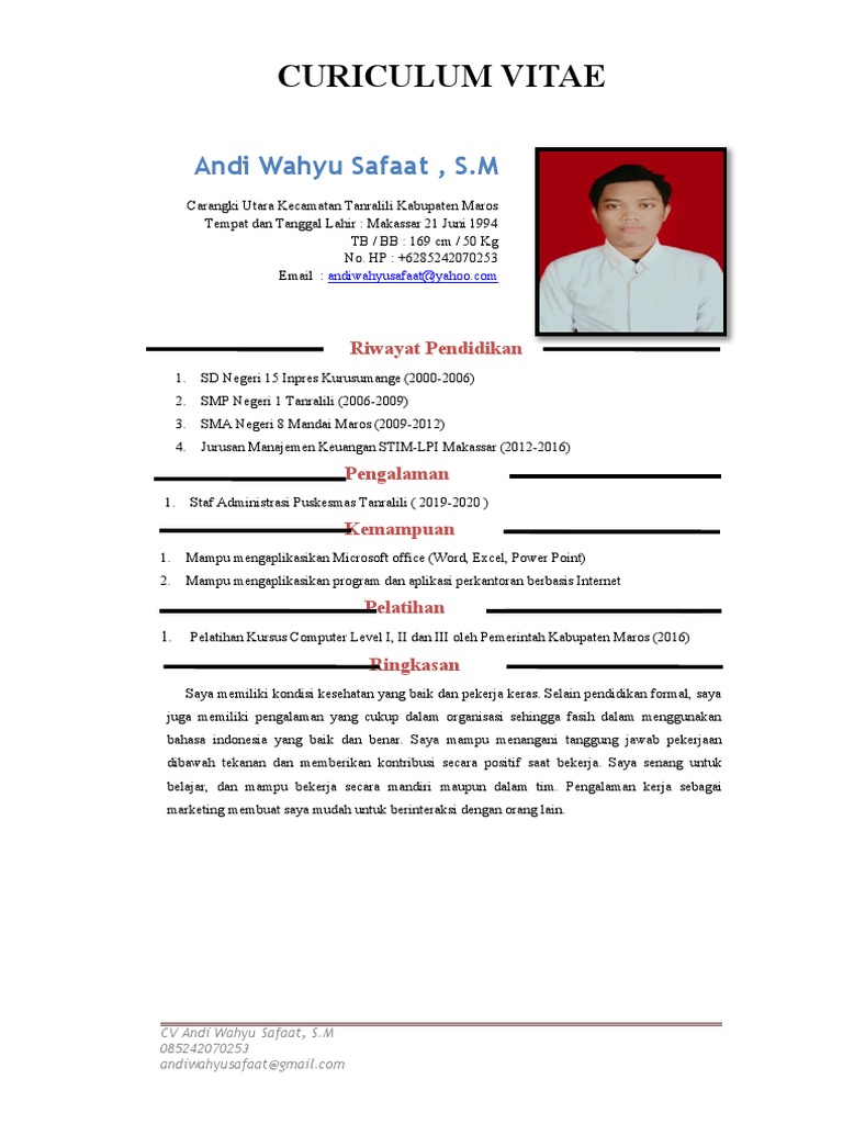 CV Andi Wahyu Safaat. S.M | PDF