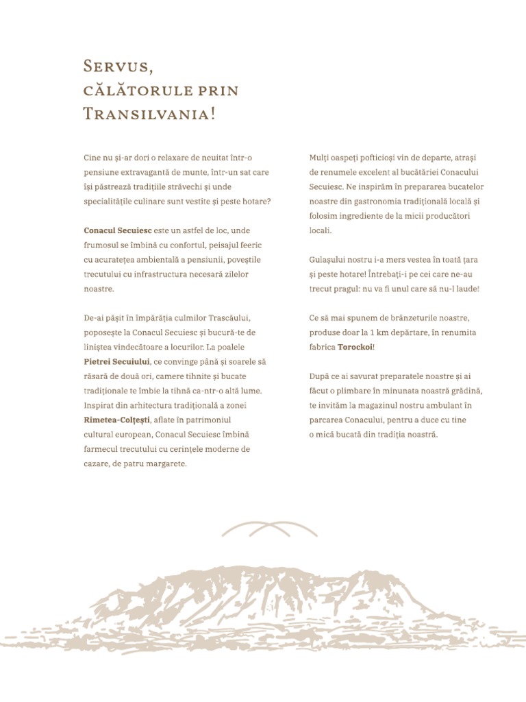 MENIU RESTAURANT Conacul Secuiesc 2022 - Sept 2022 | PDF