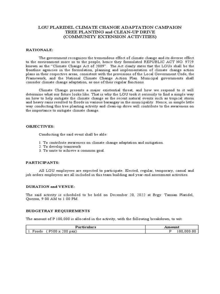 Activity-Design-Community Service Activity | PDF | Climate Change ...