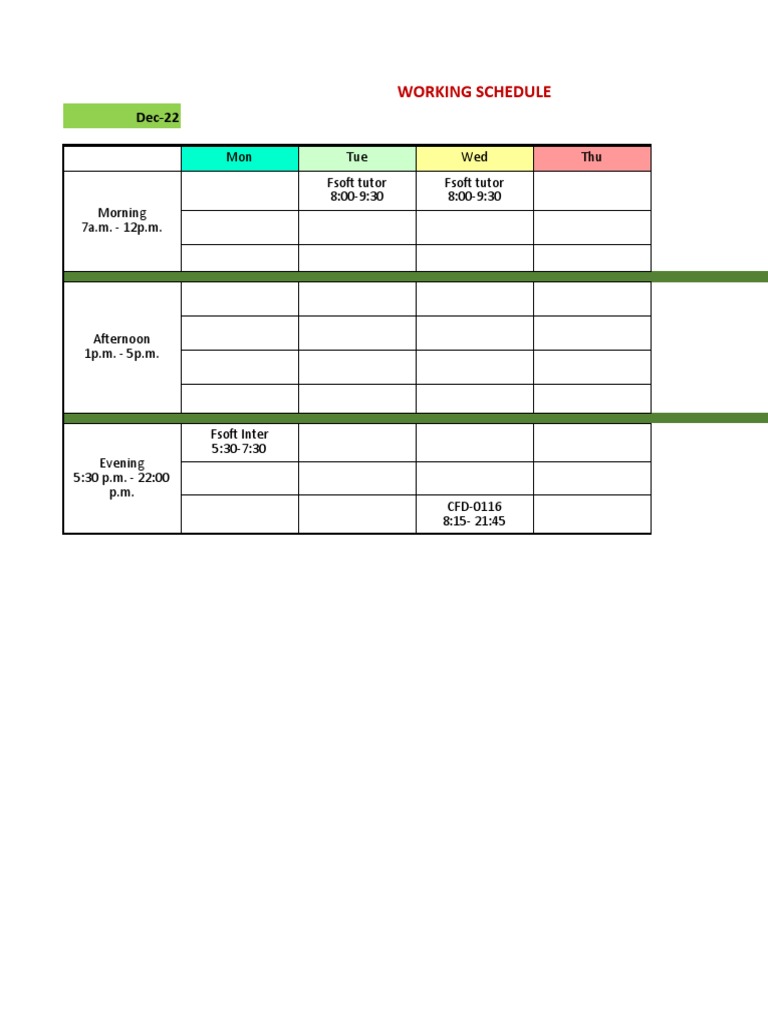 Working Schedule | PDF