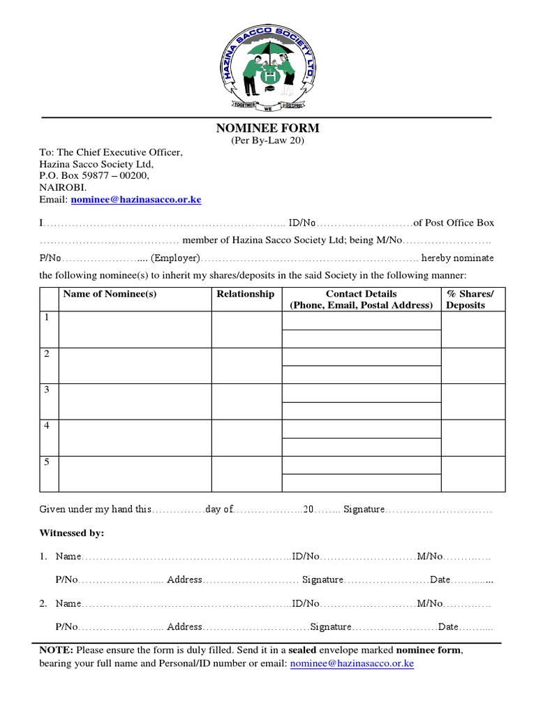 Nomination Form Revised 2022 | PDF