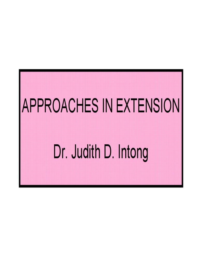 Approaches in Extension - Agricoolture | PDF