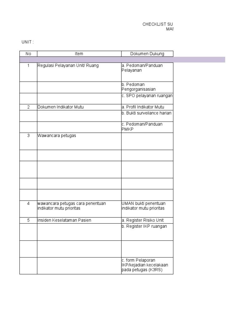 Checklist Supervisi Akreditasi Kesehatan | PDF