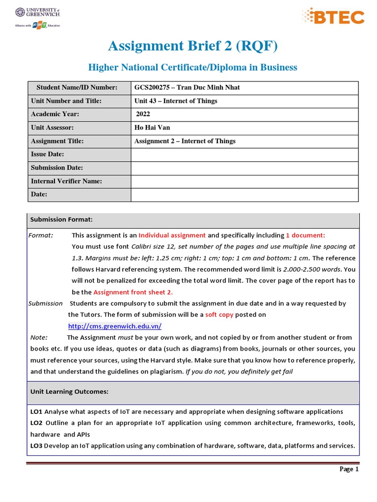 1690 - GCS200275 - Assignment Brief 2 2022 | PDF