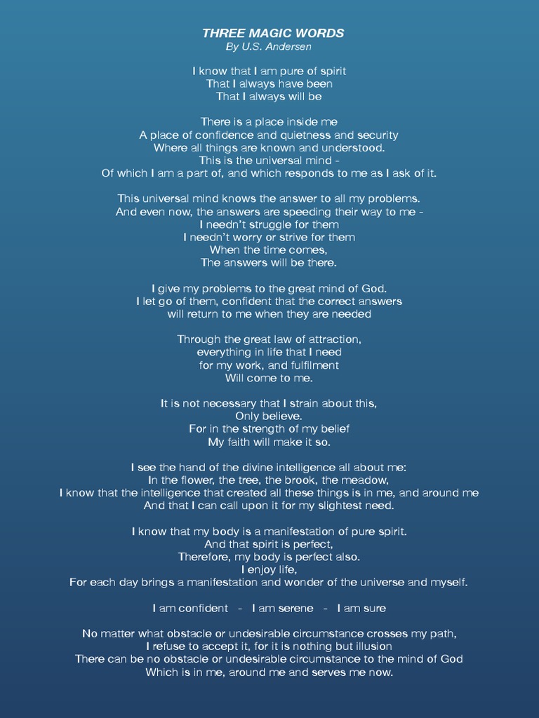 Three Magic Words - U.S. Andersen | PDF