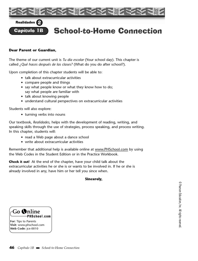 1B School To Home Connection | PDF