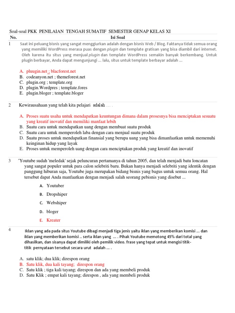 SOAL Dan JAWABAN PTS GENAP KELAS XI DPIB A TAHUN 2023.pdfNEW | PDF
