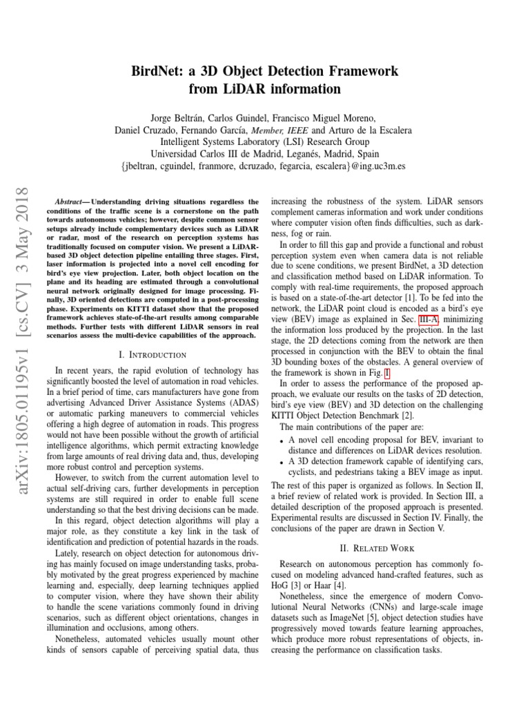 Birdnet A 3d Object Detection Framework Pdf Technology And Engineering