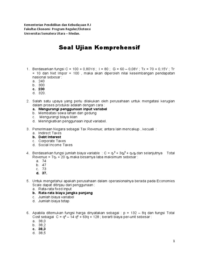 Soal Ujian Komprehensif April2013-Bold | PDF