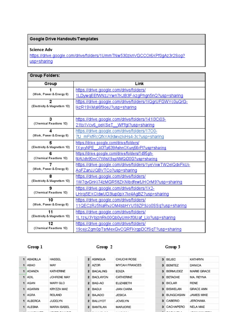 Science Adv - Handouts - Outputlinks - Groupings | PDF