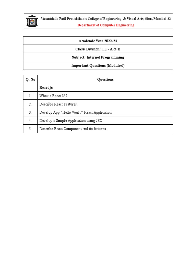 Module-6 Imp Ques | PDF