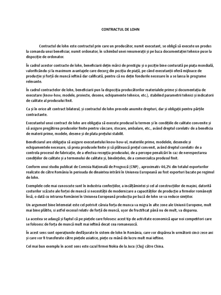 Contractul de Lohn | PDF