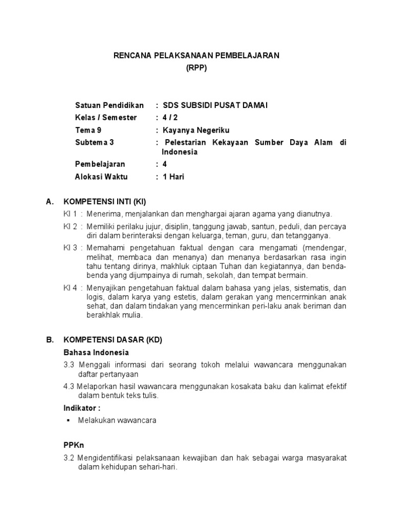 RPP Tema 9 Super Visi | PDF