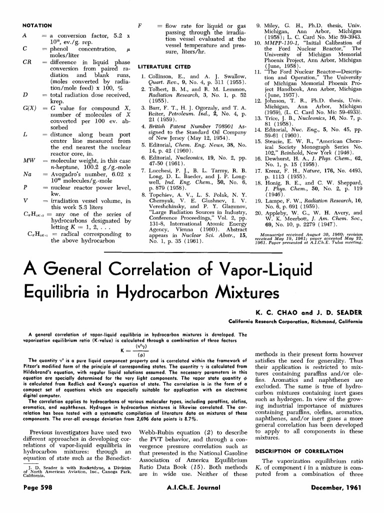 Chao Seader Paper | PDF