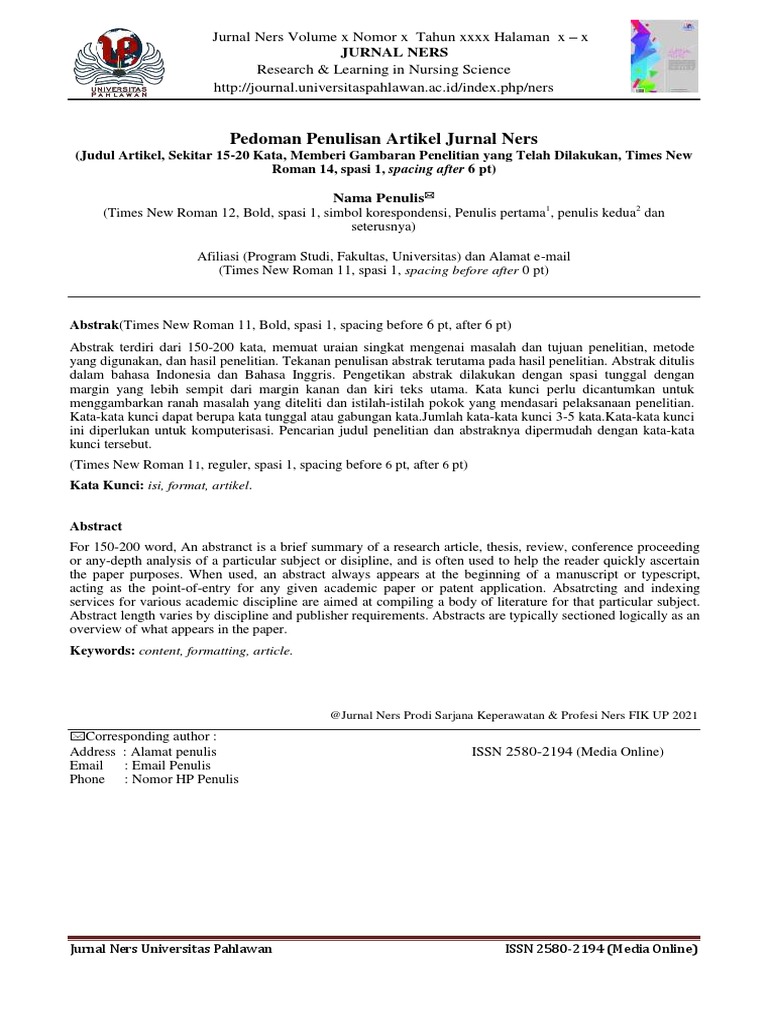 Panduan Penulisan Jurnal Ners | PDF