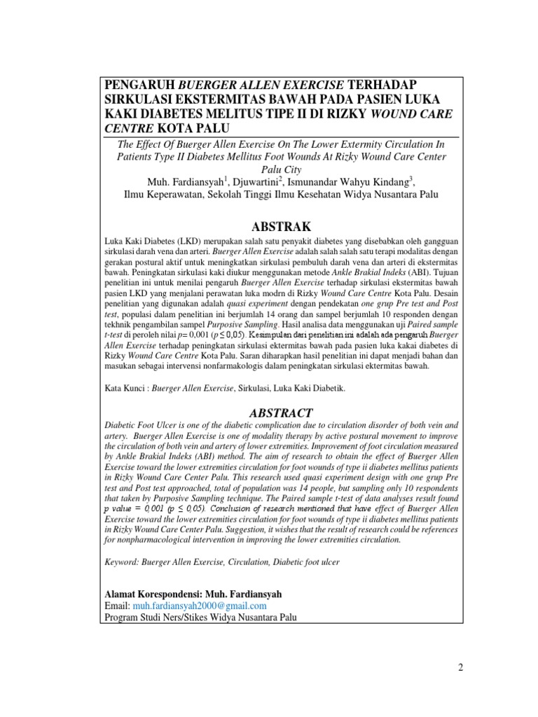 PENINGKATAN SIRKULASI EKSTERMITAS BAWAH MELALUI TERAPI BUERGER ALLEN ...
