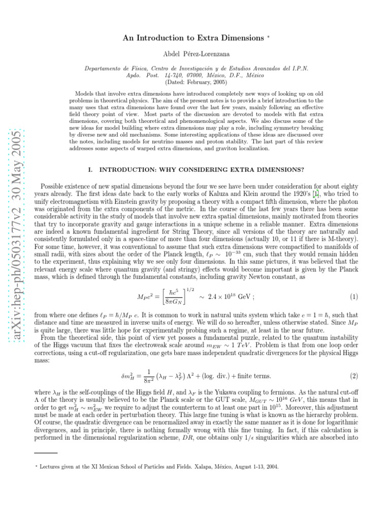 An Introduction To Extra Dimensions | PDF