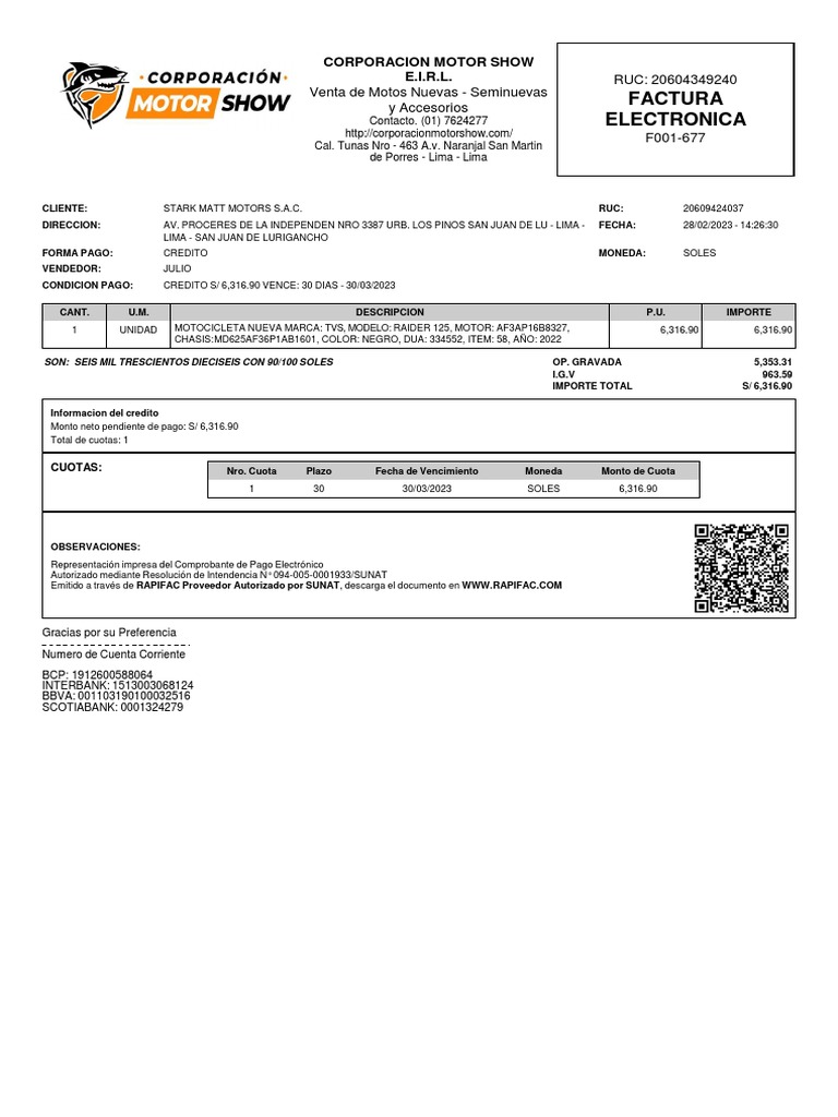 Factura - Electronica-F001-677-20230228 Star | PDF