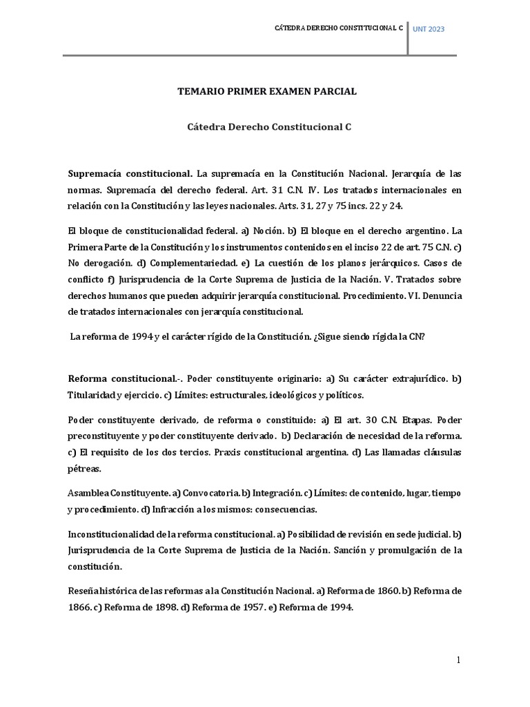 Temario Primer Examen Parcial 2023 | PDF