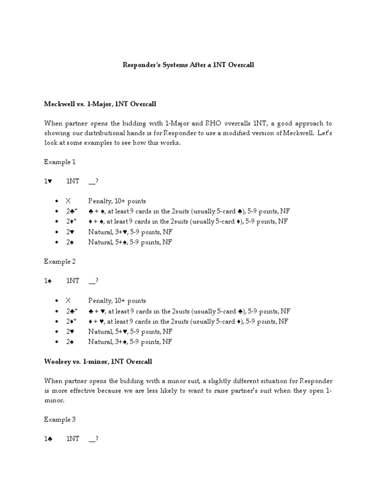 Responding to 1NT Overcall in Bridge | PDF